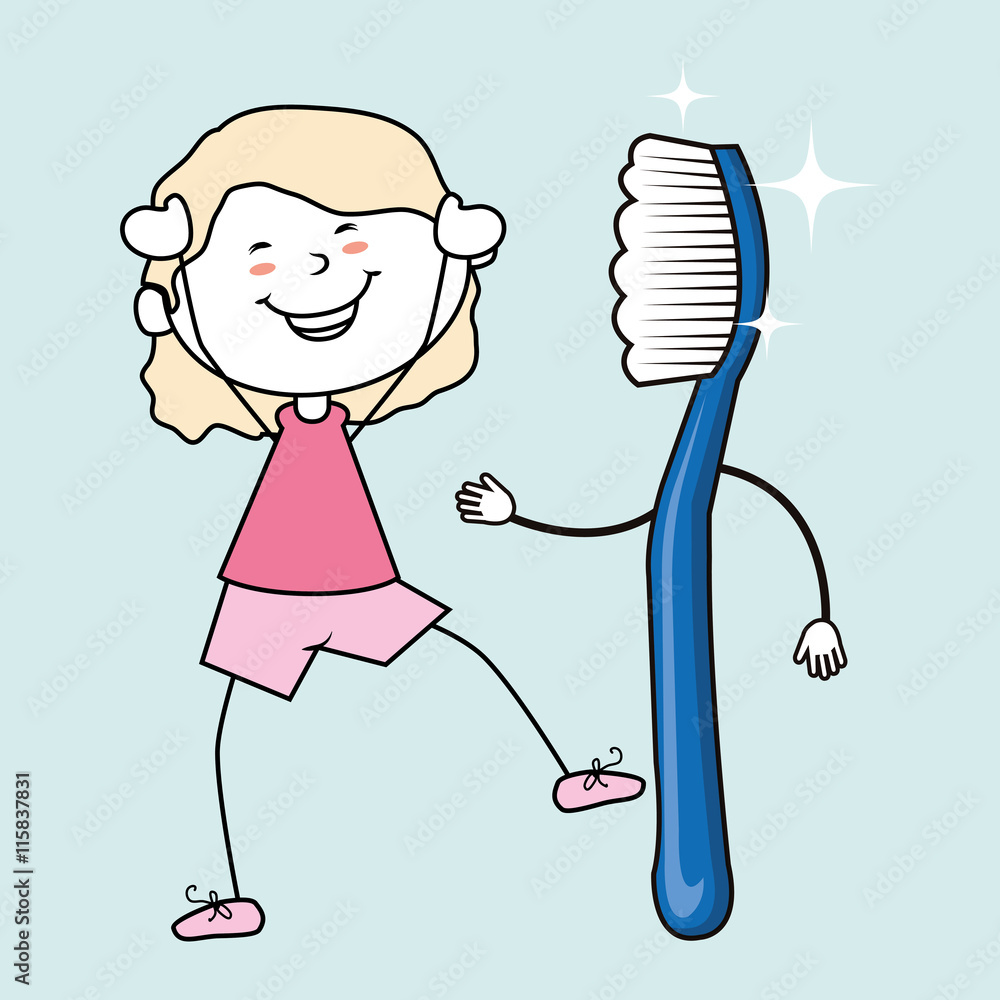 child with toothbrush isolated icon design, vector illustration graphic ...