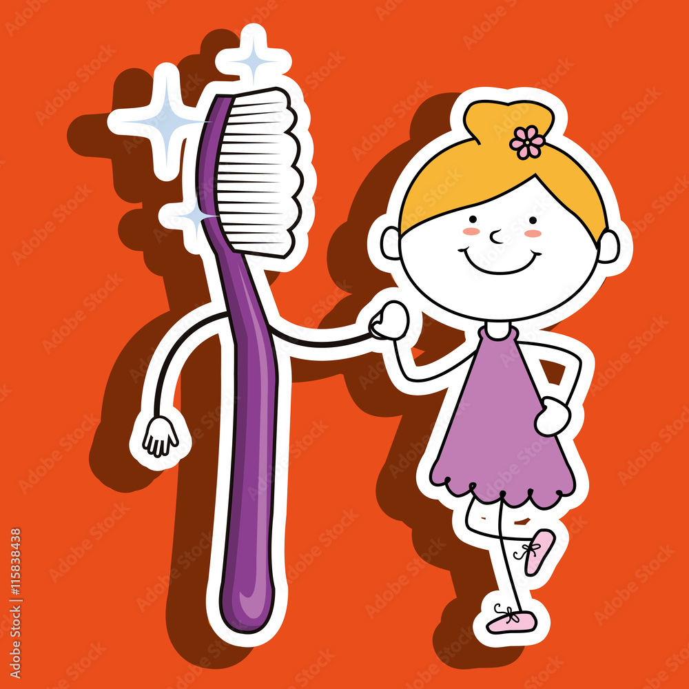 child with toothbrush isolated icon design, vector illustration graphic ...