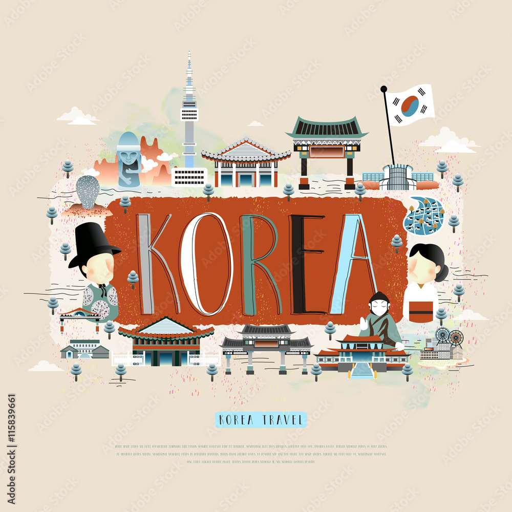 Korea travel poster Stock Vector | Adobe Stock