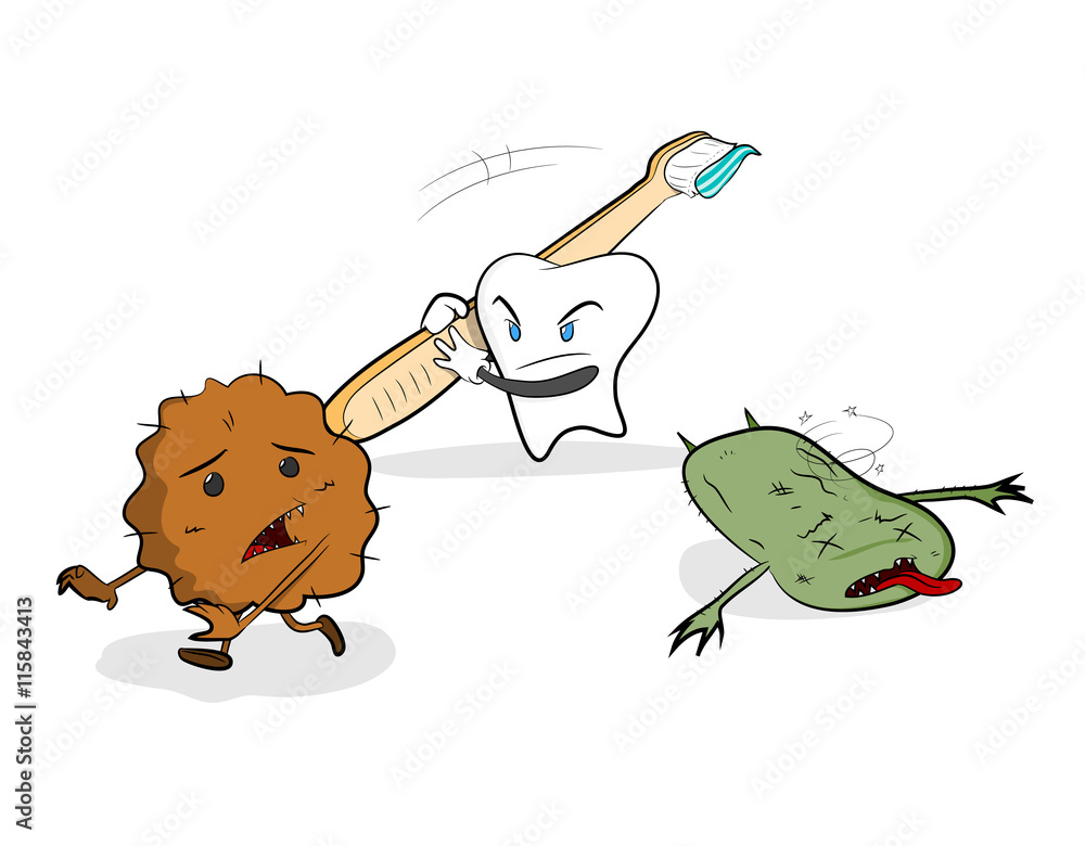 Strong Healthy Tooth Protection Against Bacteria, a hand drawn vector ...