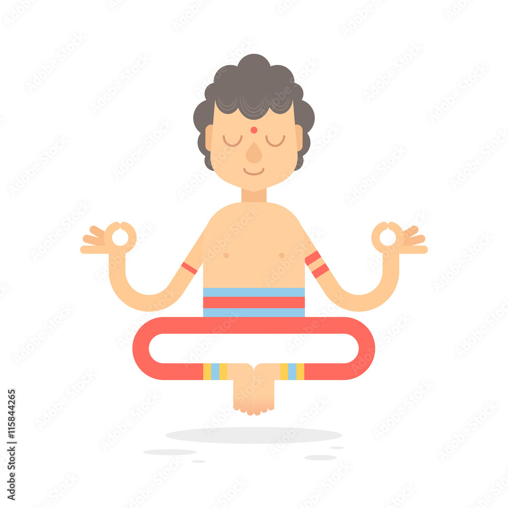 Meditating cartoon man yogi character Stock Vector | Adobe Stock