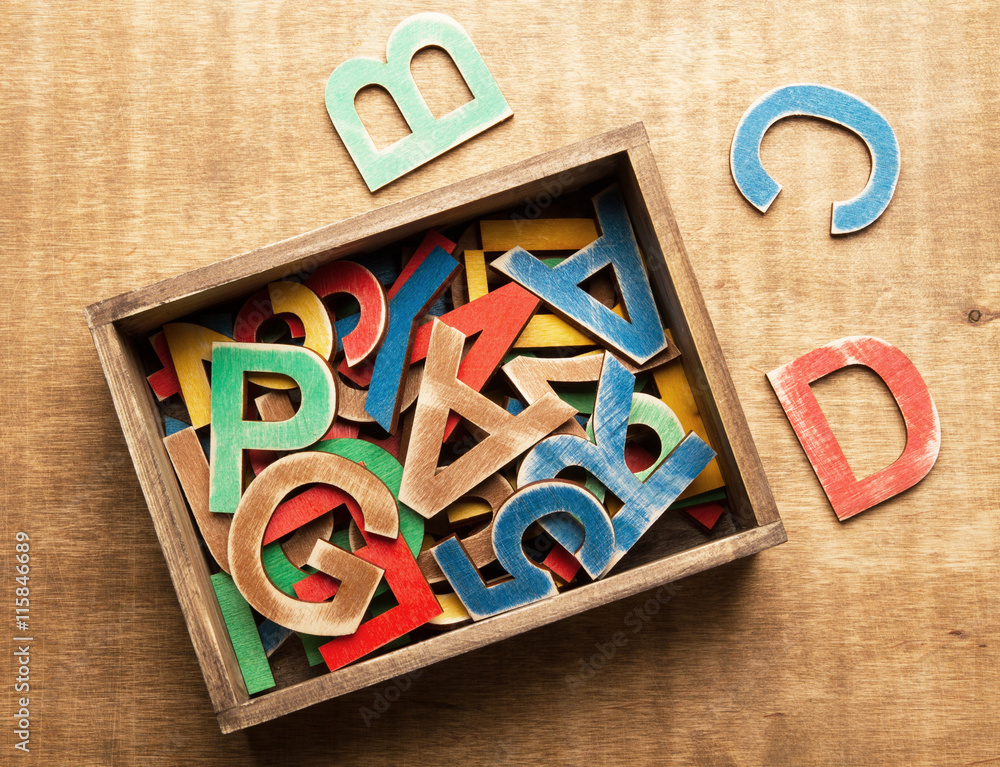 Colorful wooden letters Stock Photo | Adobe Stock
