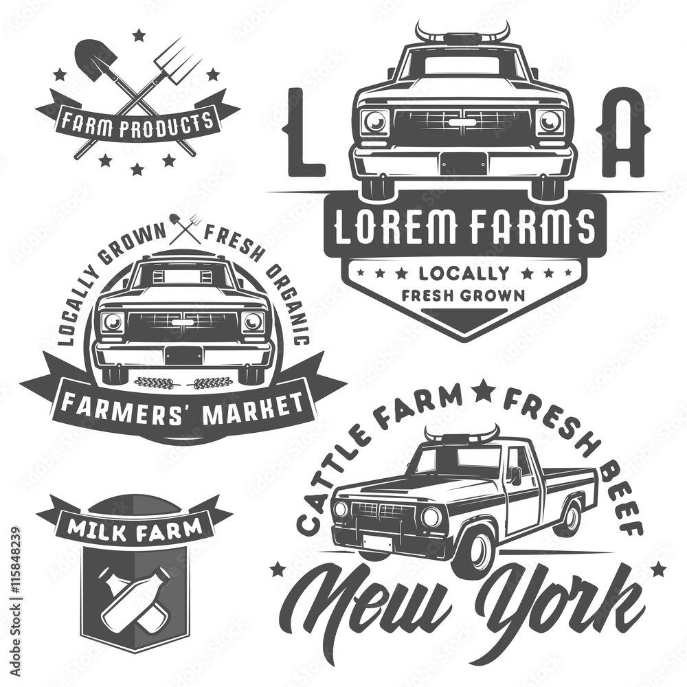 Set of farm truck for logo,emblems and design. Stock Vector | Adobe Stock