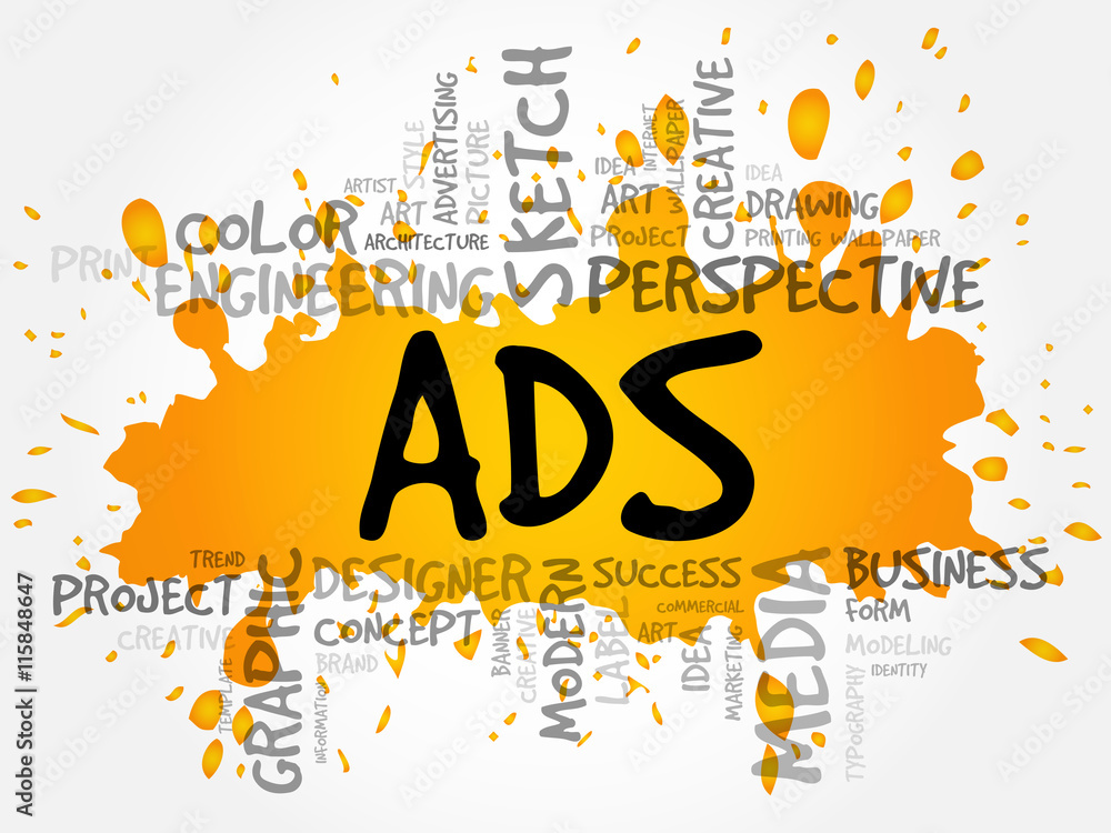 ADS word cloud, creative business concept background Stock Vector ...