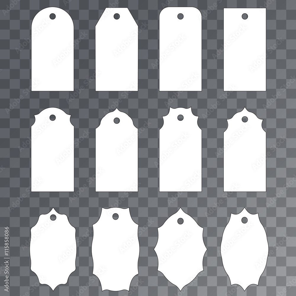 Blank sale or gift tags set. Hang tags on transparent background ...