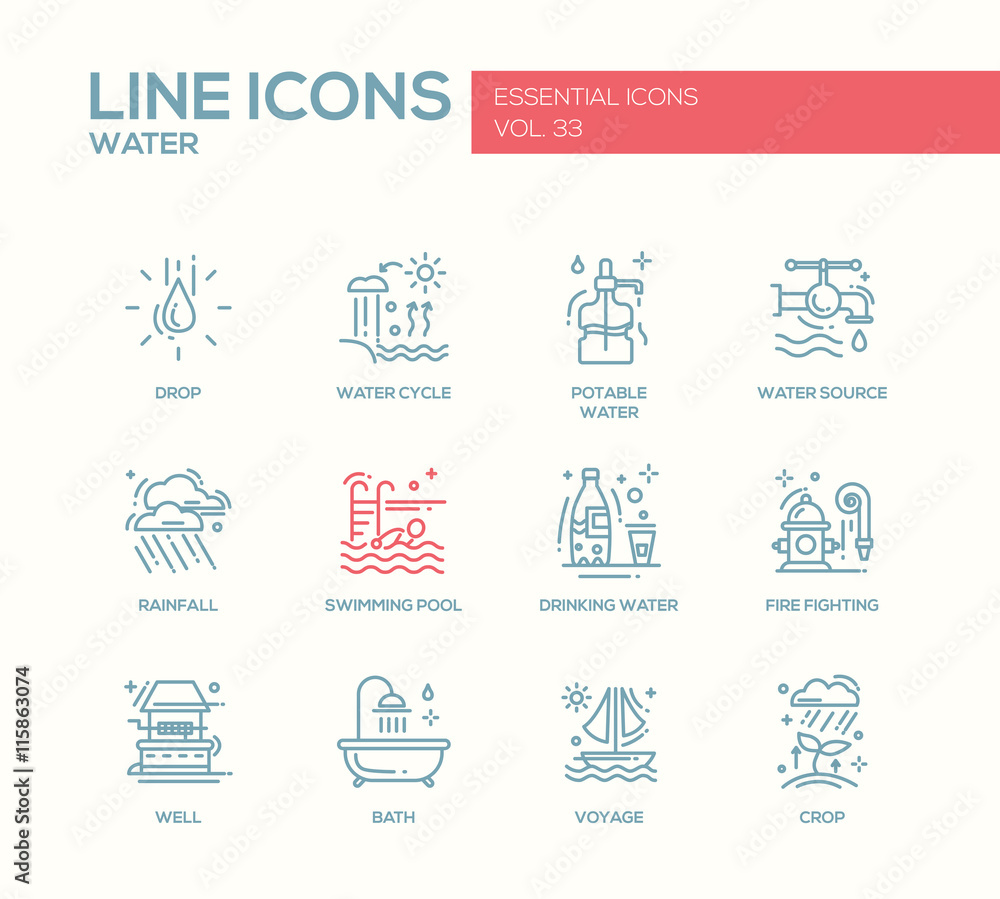 Water - line design icons set Stock Vector | Adobe Stock