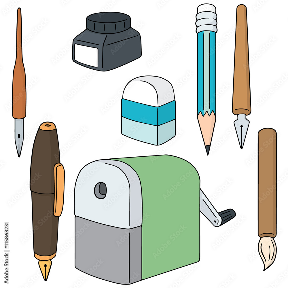 vector set of drawing equipment Stock Vector | Adobe Stock