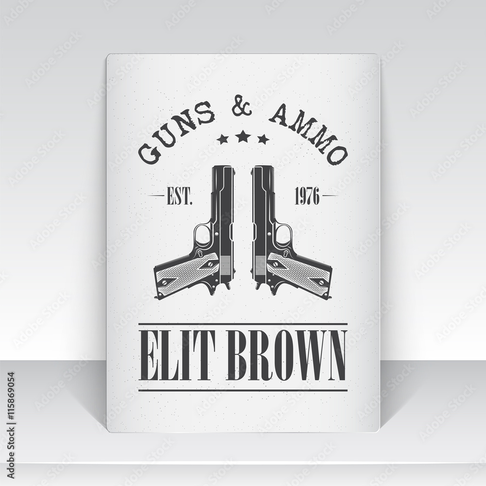 American gun shop. Firearms store. Hunting gun. Detailed elements ...