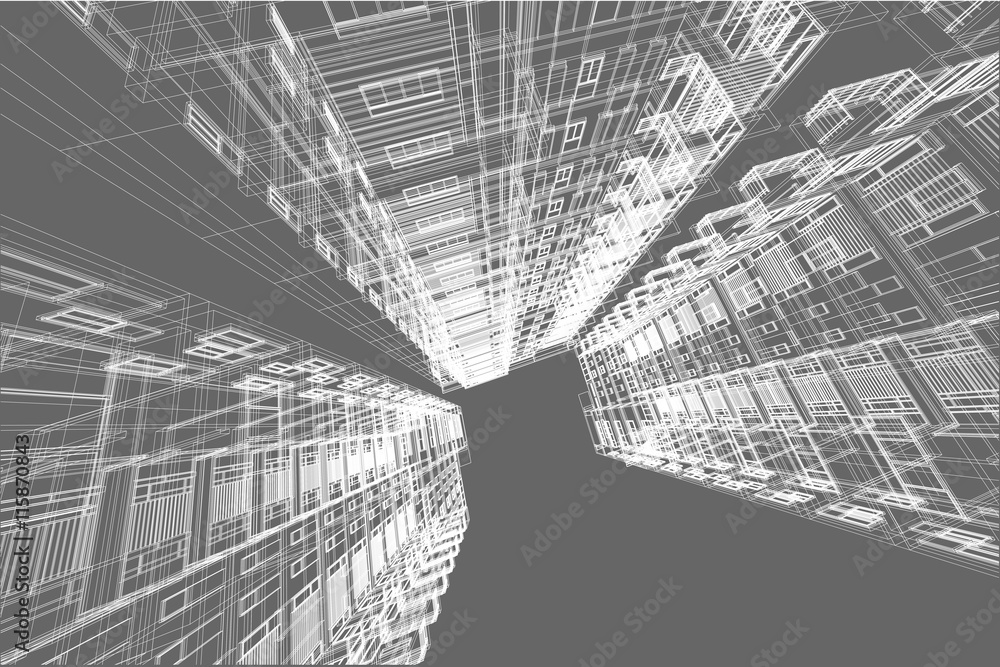 architecture abstract, 3d illustration, building structure vector Stock ...