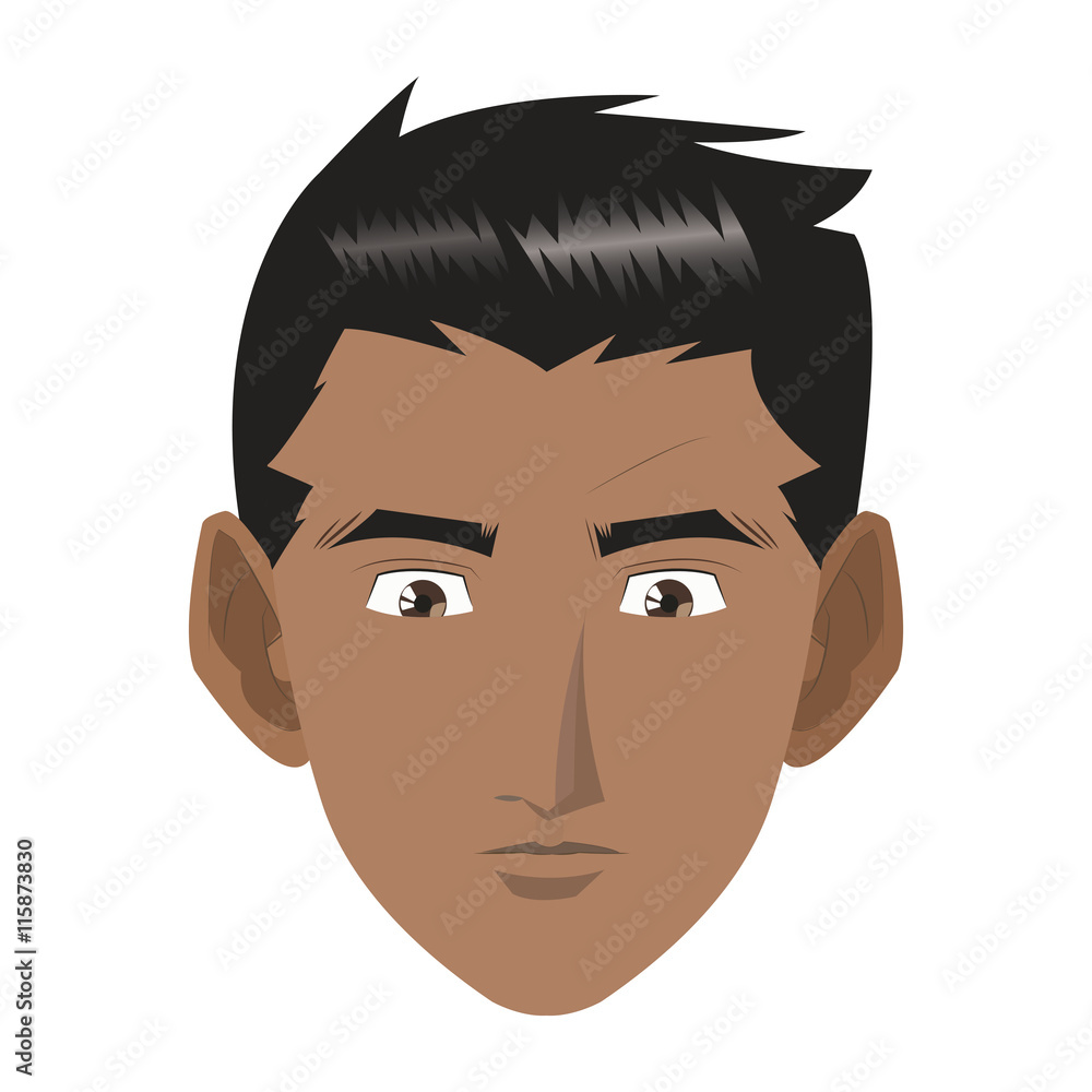 flat design face of young dark skin man icon vector illustration Stock ...