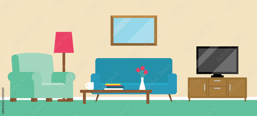 Background Illustration Of Living Room Stock Vector | Adobe Stock