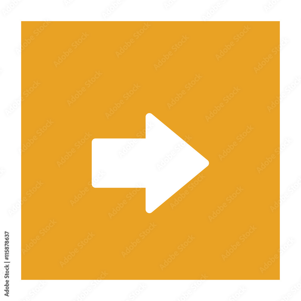 flat design arrow pointing right inside square icon vector illustration ...