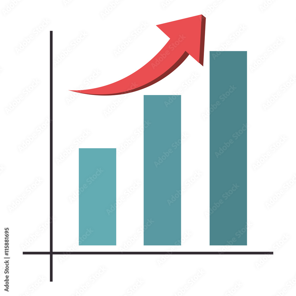 flat design bar graph with arrow icon vector illustration Stock Vector ...