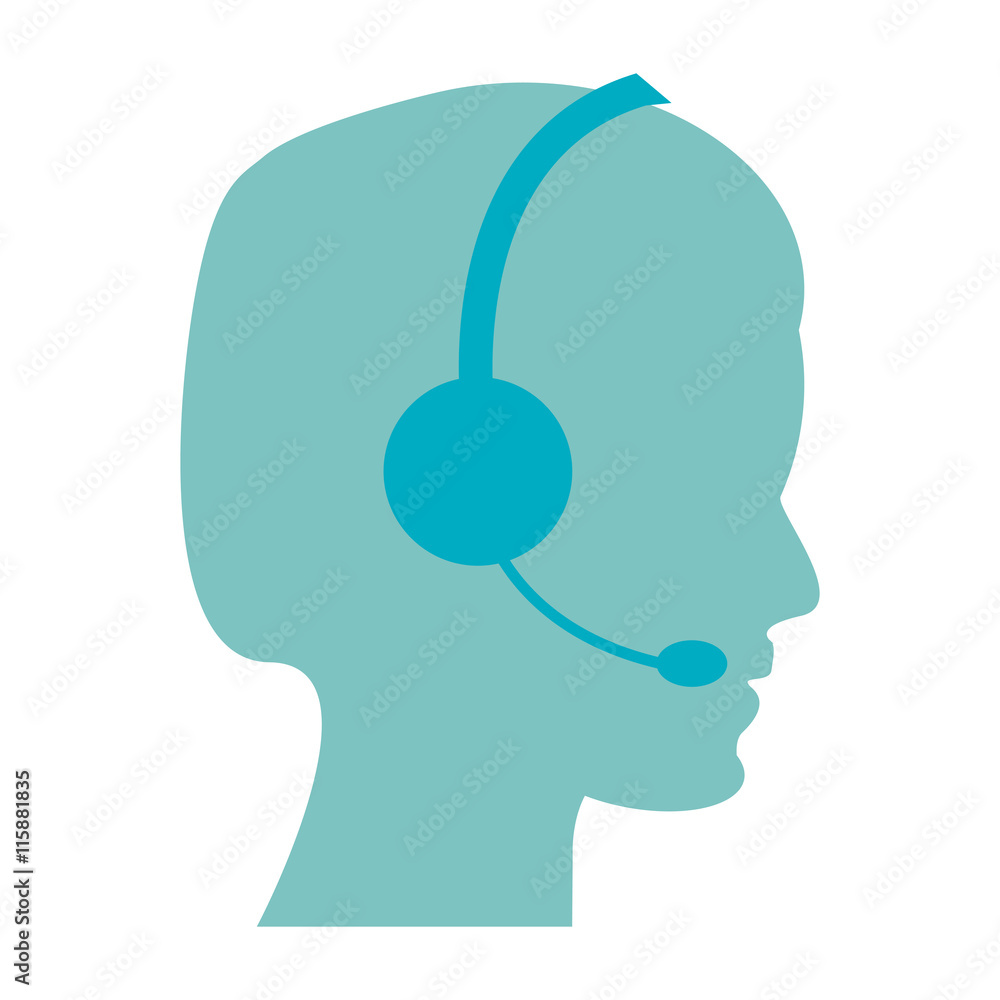 flat design male person with headset icon vector illustration Stock ...