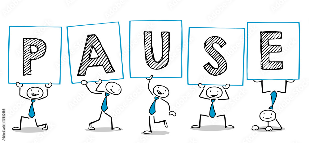 FotoMural Cartoon Leute halten Pause Schilder - ref. 115882495;