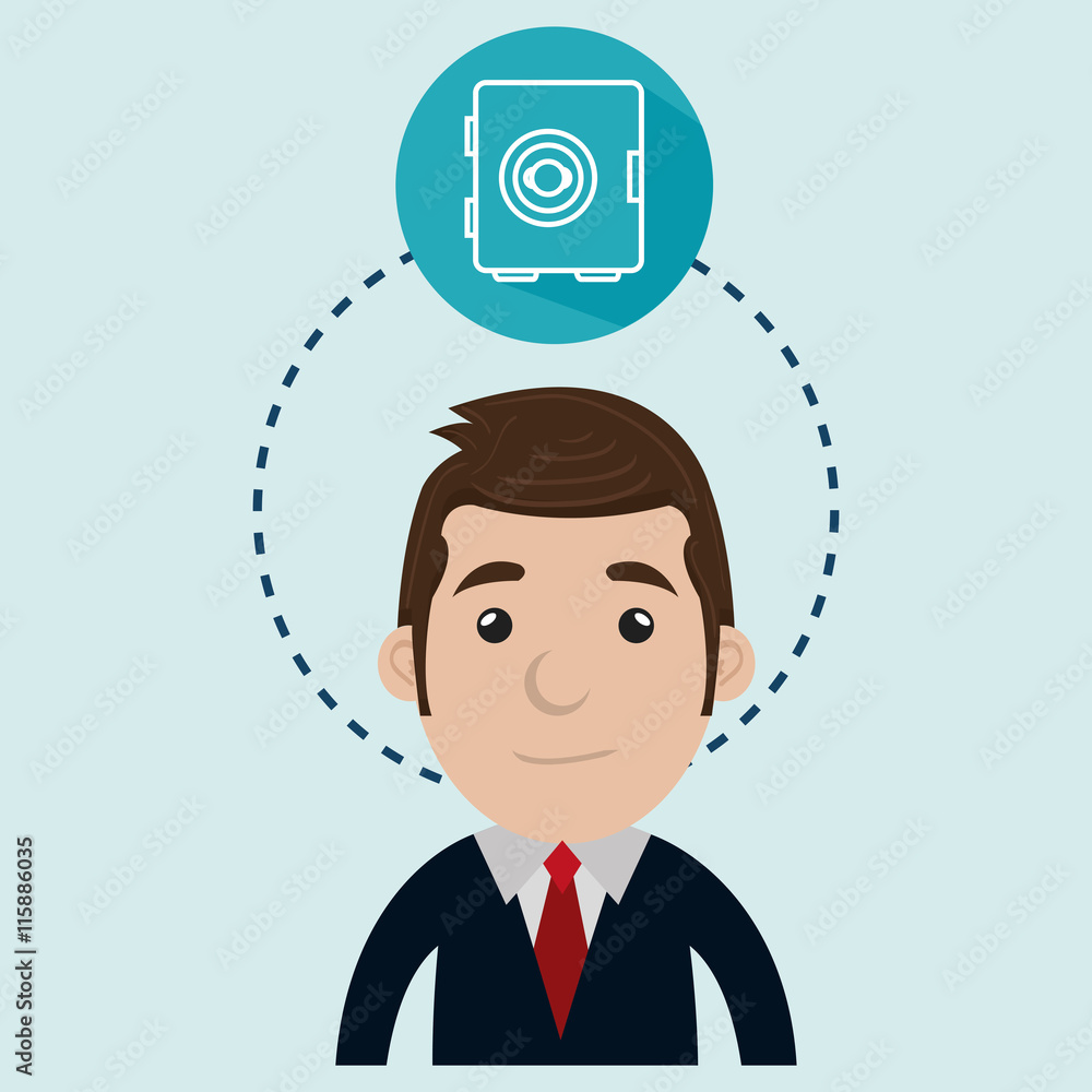 man and safe box isolated icon design, vector illustration graphic ...