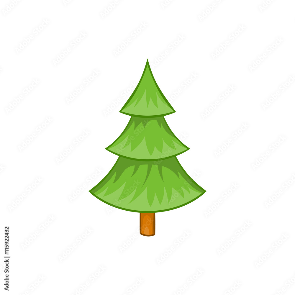 Fir tree icon in cartoon style on a white background Stock Vector ...
