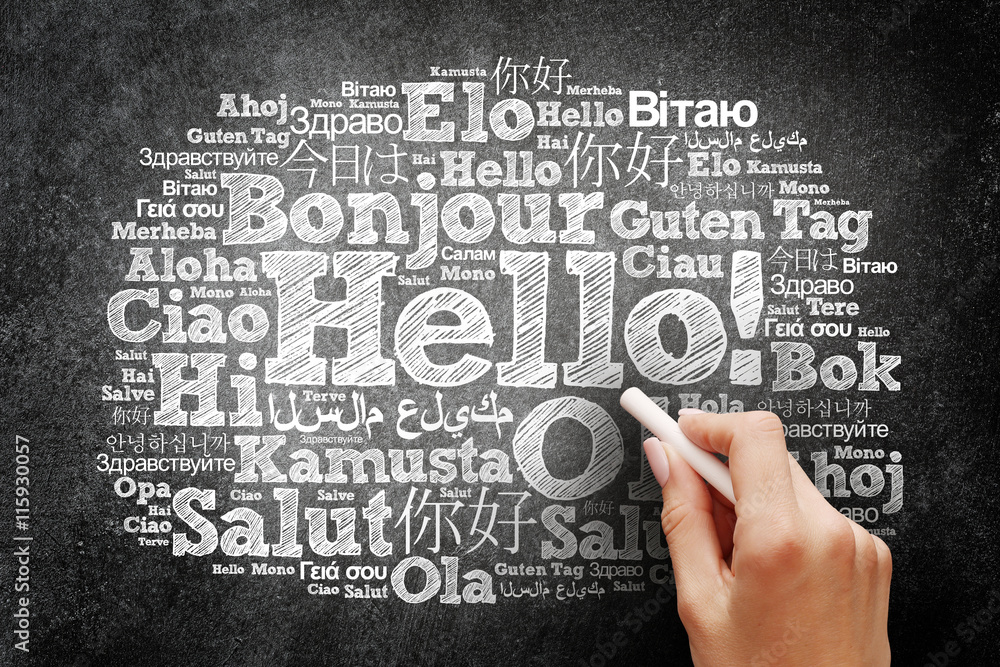 Hello word cloud in different languages of the world, education ...
