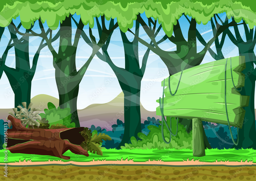 Cartoon vector landscape with separated layers for game and animation ...