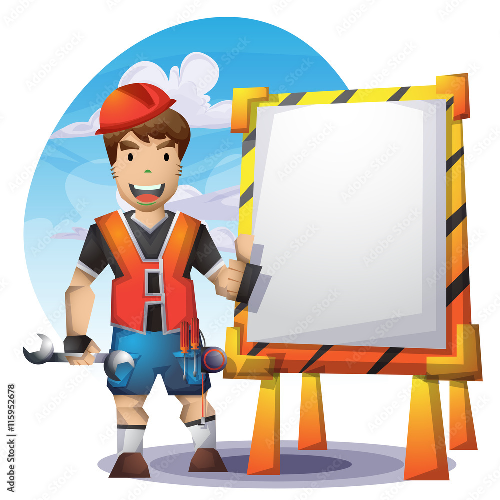 technician vector cartoon with separated layers for game and animation ...