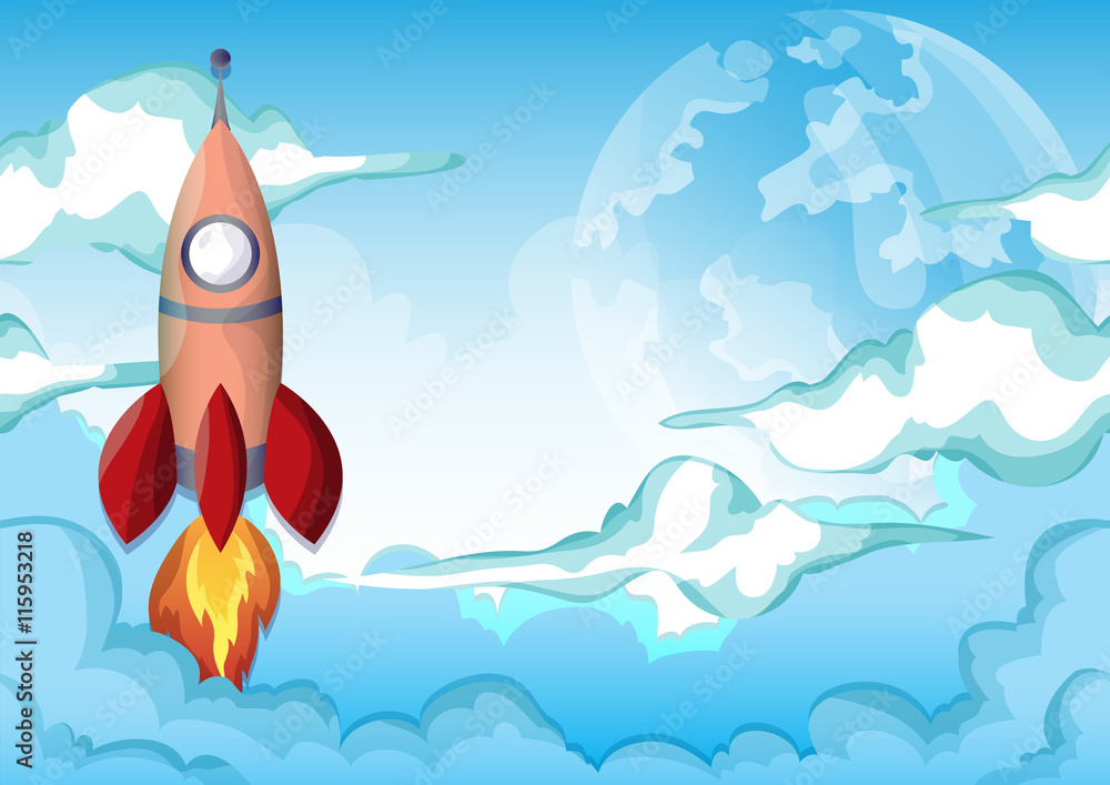 Cartoon vector space sky with separated layers for game and animation ...