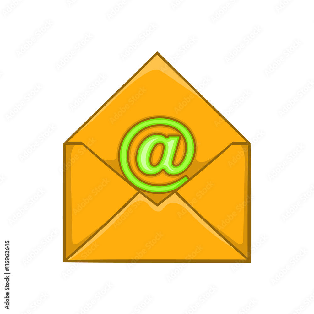 Email icon in cartoon style isolated on white background. Letter symbol ...