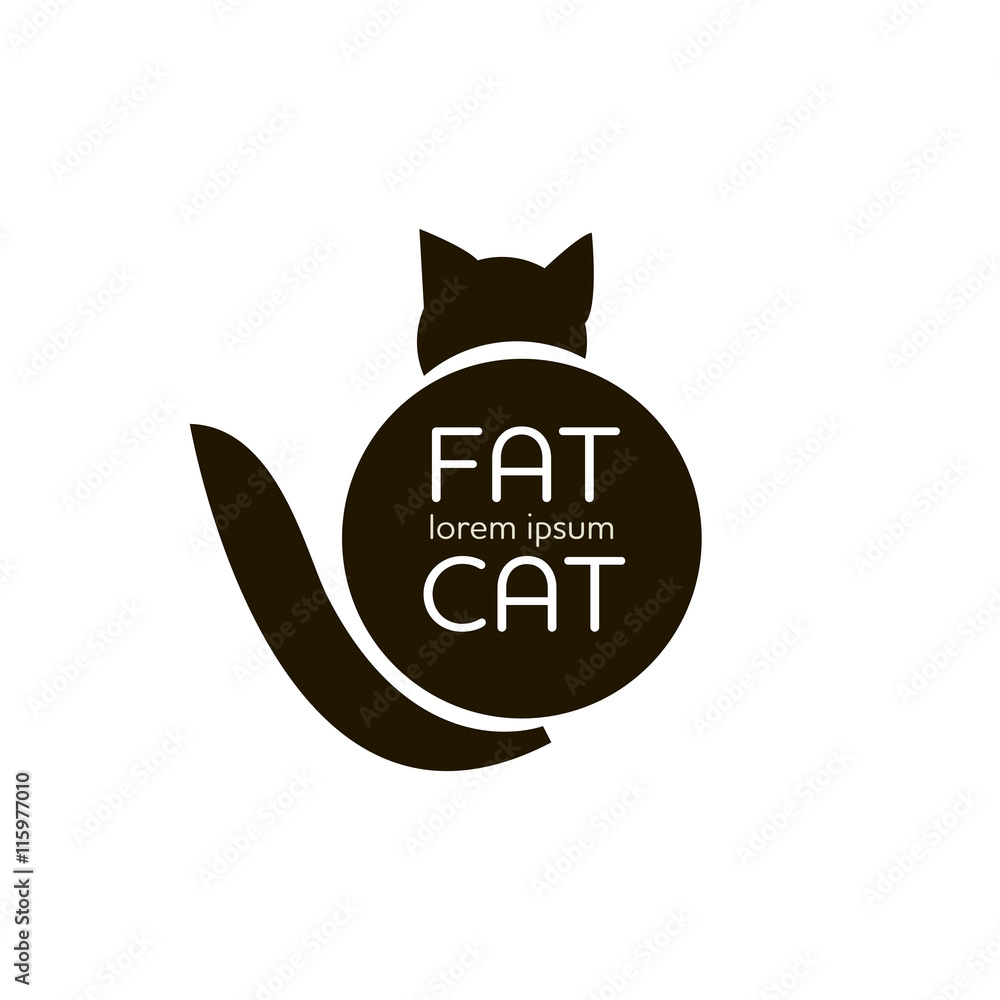 Fat cat outline simple logo vector illustration Stock Vector | Adobe Stock