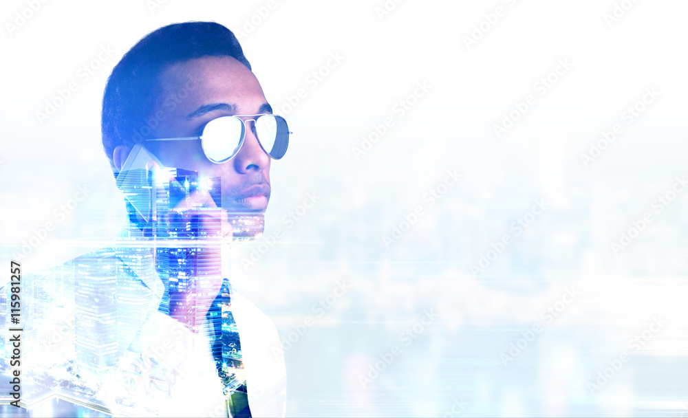 Man on phone double exposure Stock Photo | Adobe Stock