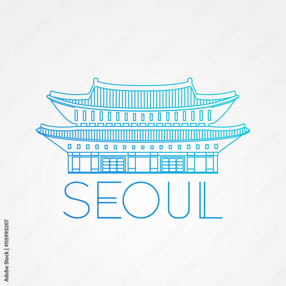 World famous Gwanghwamun Palace. Greatest Landmarks of Asia. Linear ...