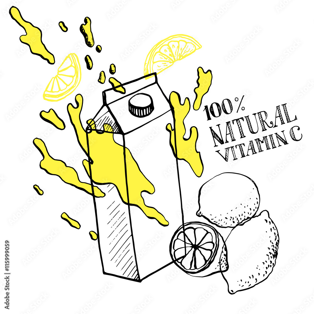 lemon juice vector sketch Stock Vector | Adobe Stock