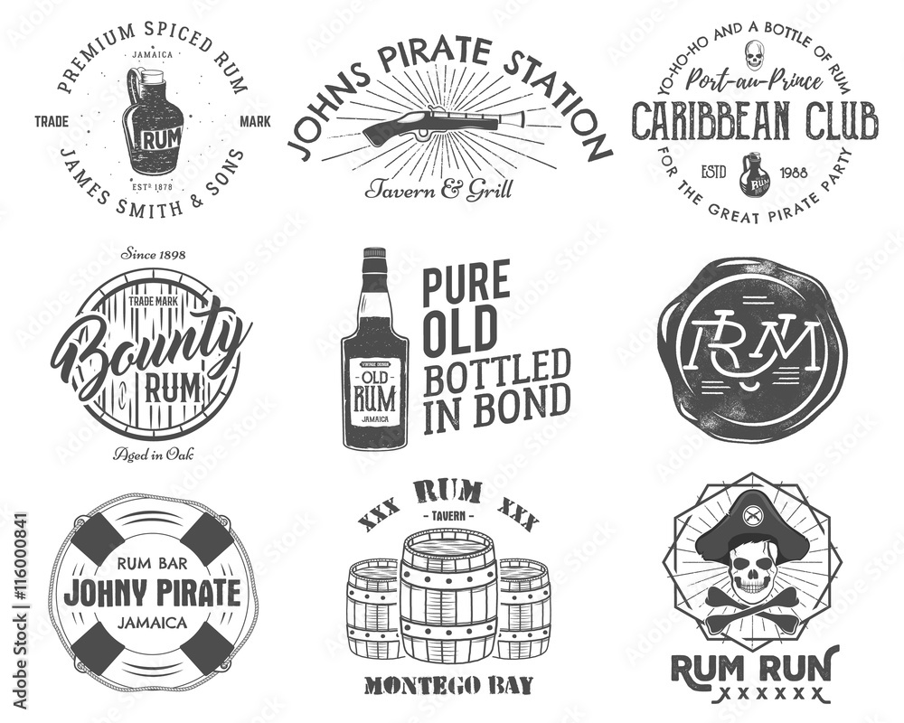 Set of vintage handcrafted emblems, labels, logos. Isolated on a white ...