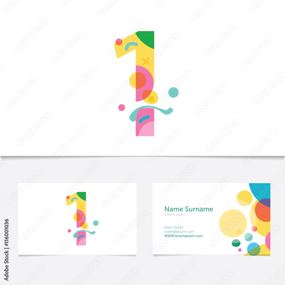 Creative Number 1 design vector template On The Business card template ...