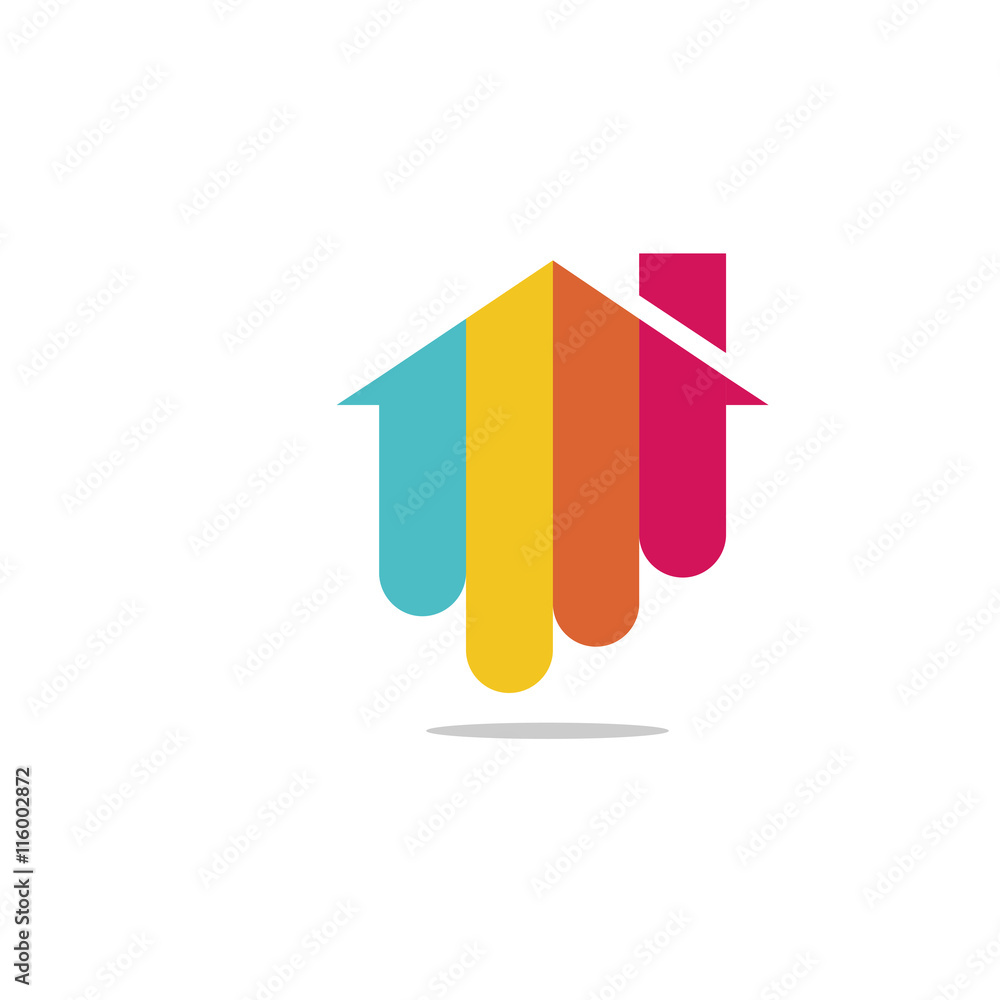 Colorful house logo. Colored house logo. House logo design. House ...