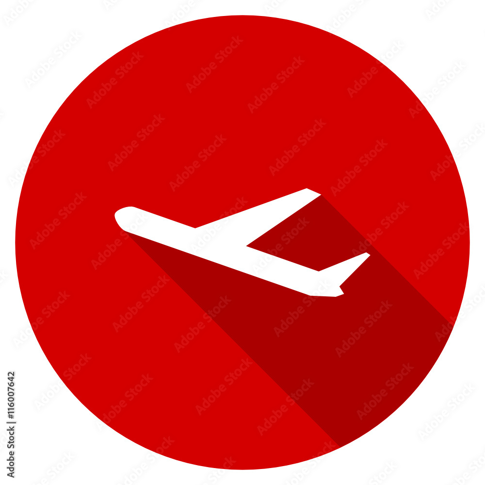 Flat design red round airplane vector icon Stock Vector | Adobe Stock