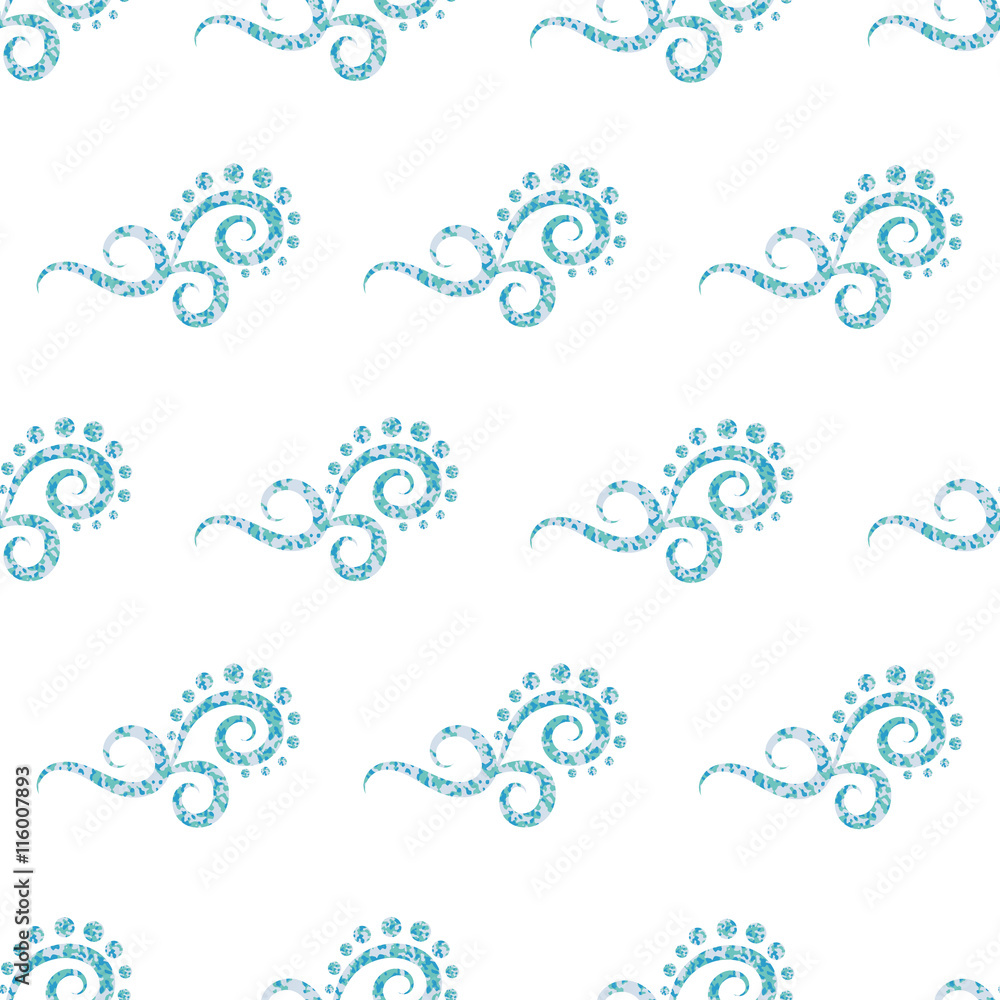 Blue swirls seamless pattern. Vector background with swirl decorative ...