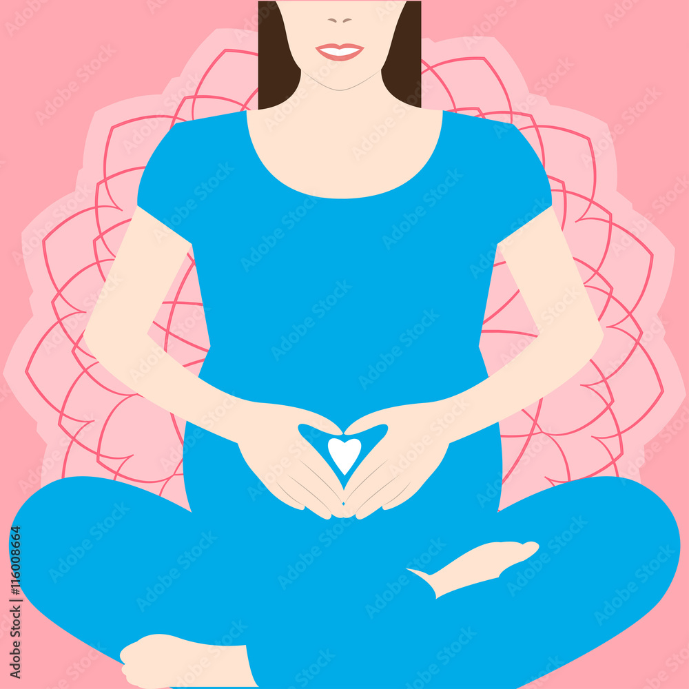 Pregnant yoga Vector illustration Pregnant woman in Lotus pose Pregnant ...