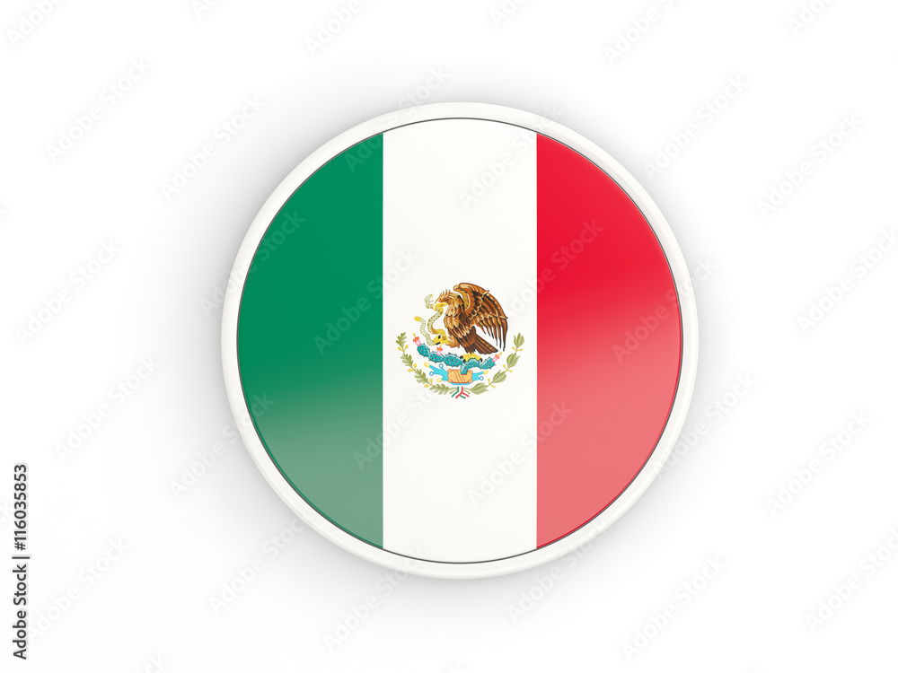 Flag of mexico. Round icon with frame Stock Illustration | Adobe Stock