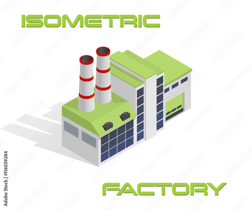 Vector isometric modern industrial and manufacturing factory building ...
