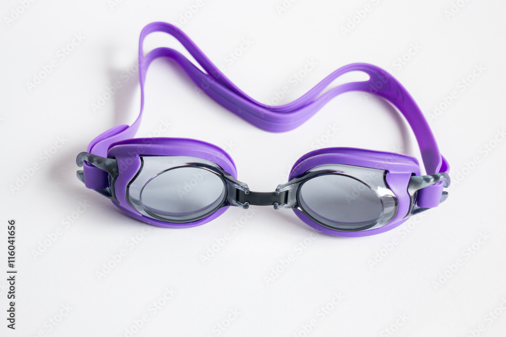 Purple swim goggles isolated on white background Stock Photo | Adobe Stock
