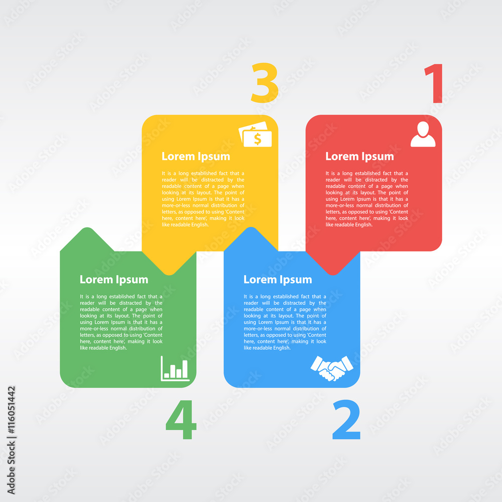 Vetor de four steps sequence infographic layout concept vector ...