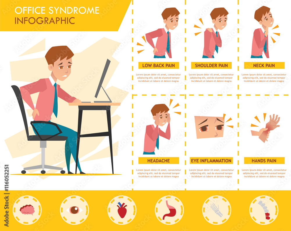 man office syndrome infographic Stock Vector | Adobe Stock
