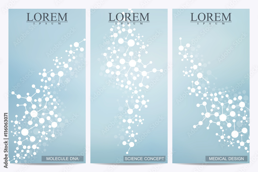 Set of modern vector flyers. Abstract background with molecule ...