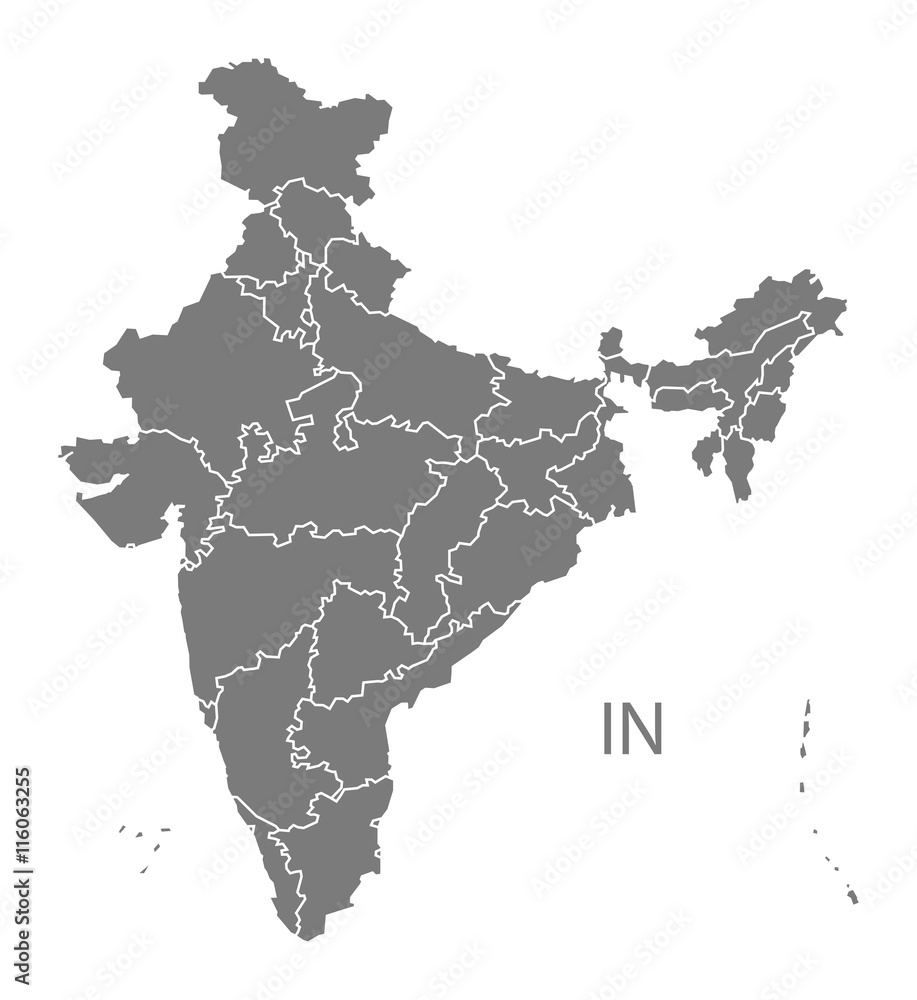 India Map grey vector de Stock | Adobe Stock