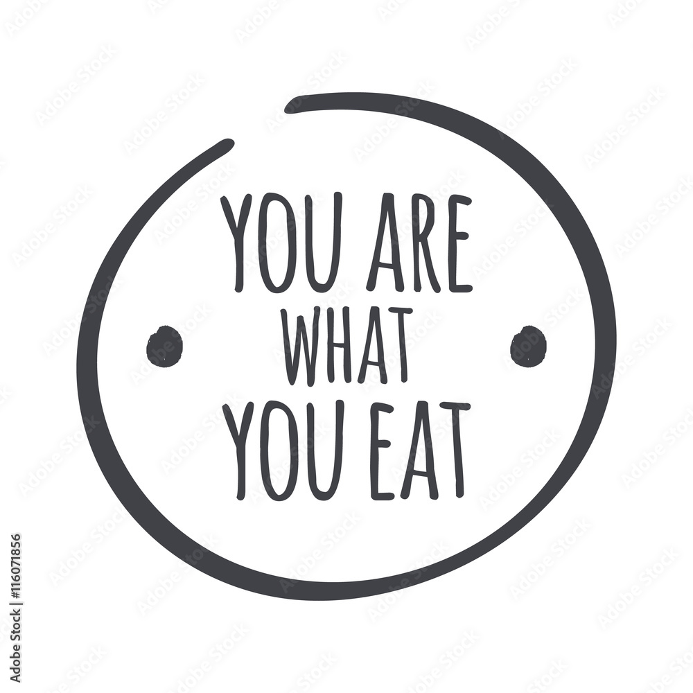 You are what you eat, healthy eating grey symbol isolated on white ...