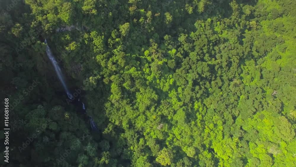4K UHD Top down aerial video of Tamarin Falls Waterfall (Seven Cascades ...
