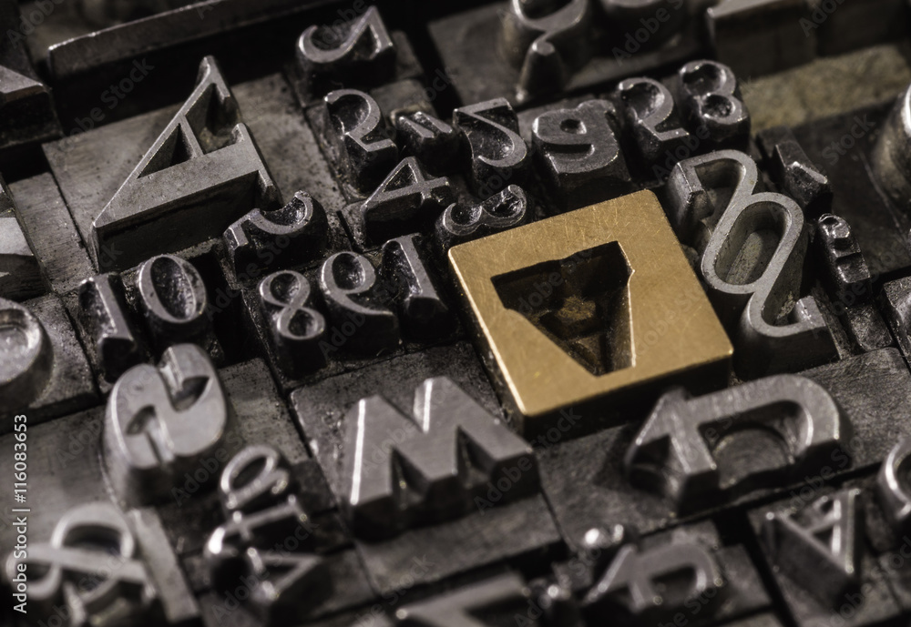 Historical letterpress types, also called as lead letters. These kind ...