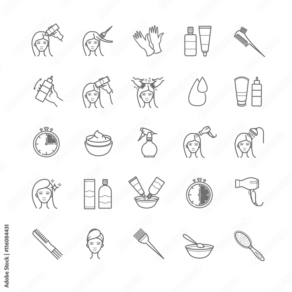 Hair coloring icons set Stock Vector | Adobe Stock