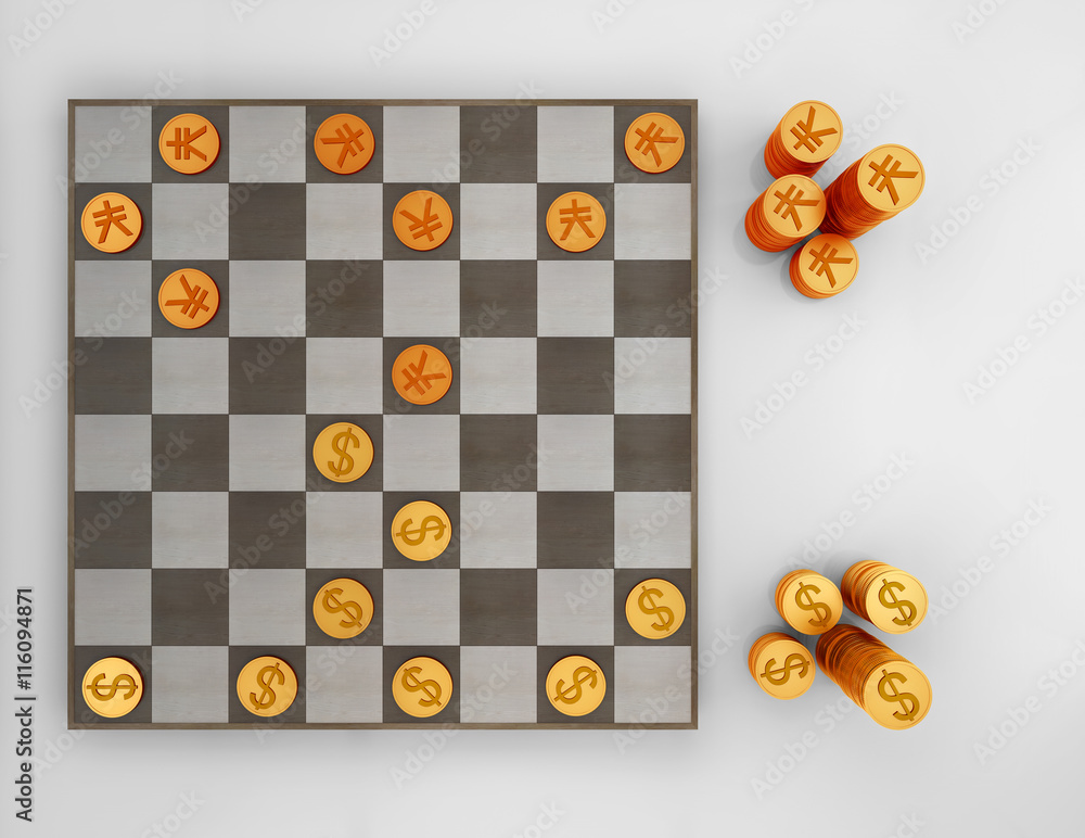 Coins on chess board - 3D rendering Stock-Illustration | Adobe Stock