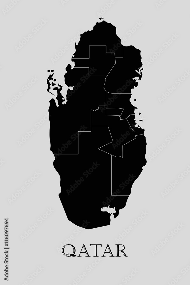 Black Qatar map - vector illustration Stock Vector | Adobe Stock