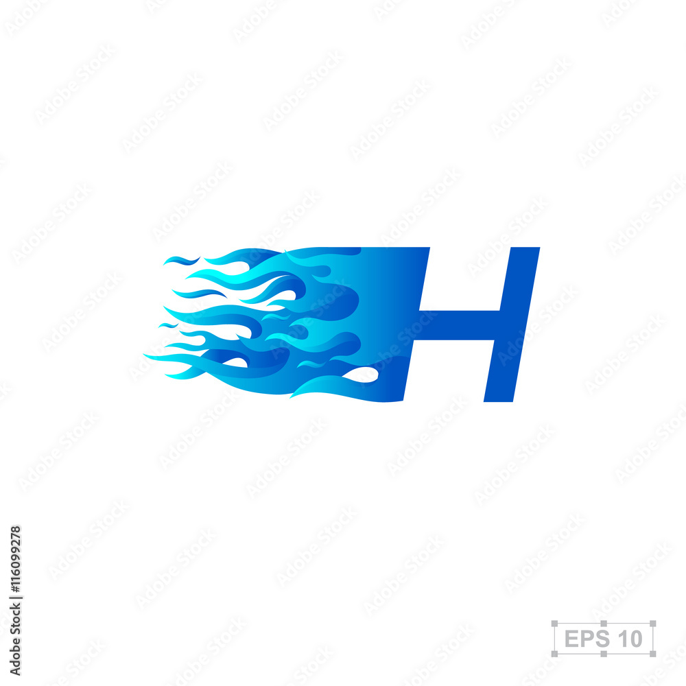Letter H In Blue Fire